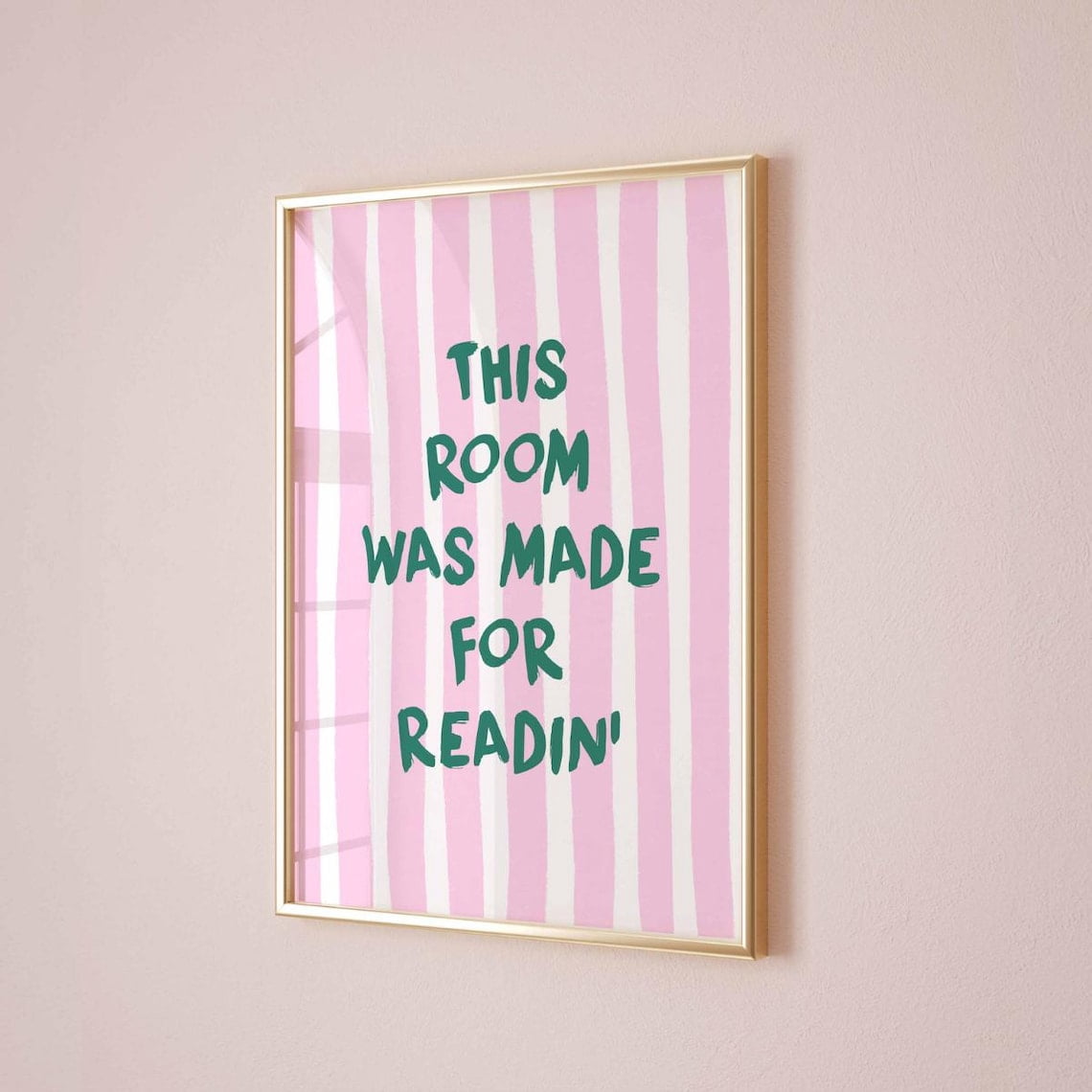 Book Lover Pink Striped Reading Poster Unframed Paper Print - Walmart.com