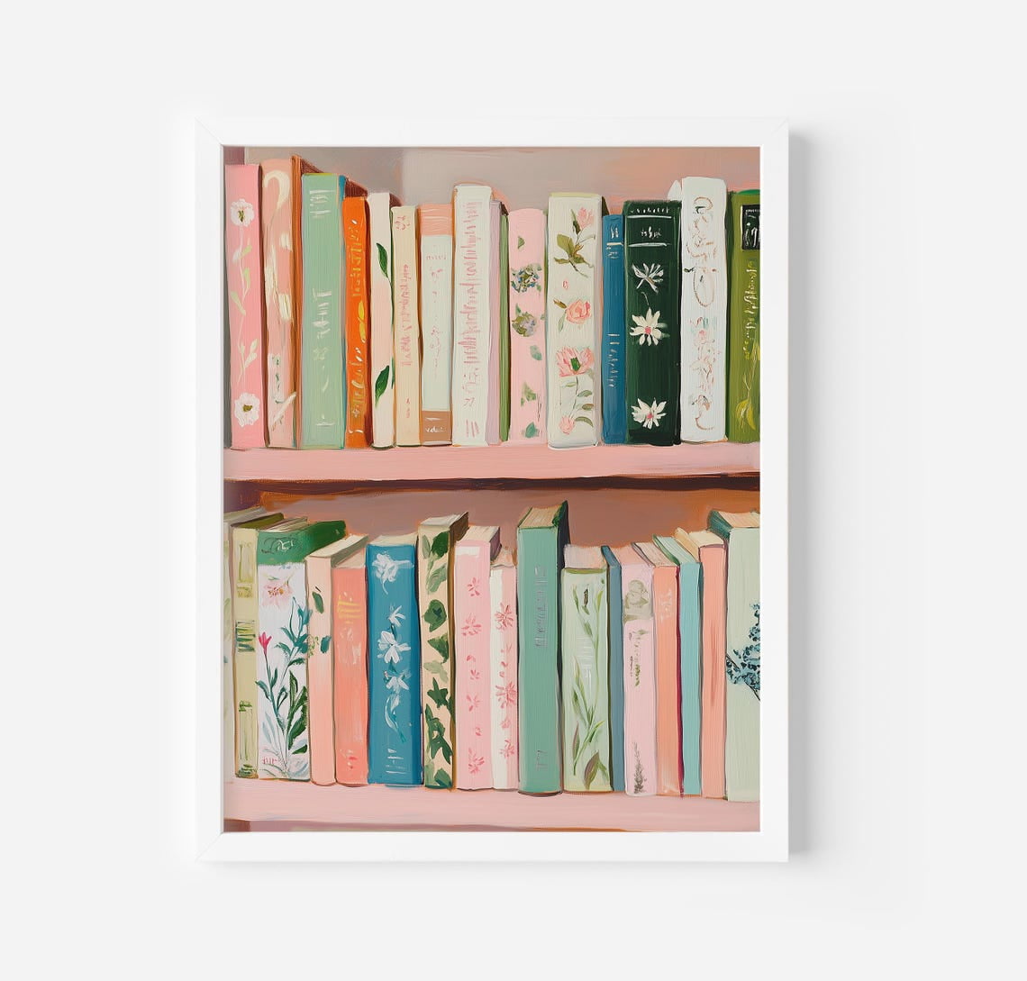 Book Lover Poster Coquette Bookshelf Art (Print), girl Bookworm poster ...