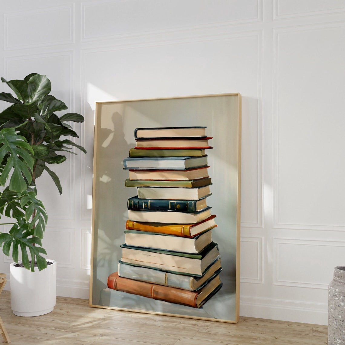 Book Lover Poster Stack Of Books Bookworm Art Trendy Wall Reading ...