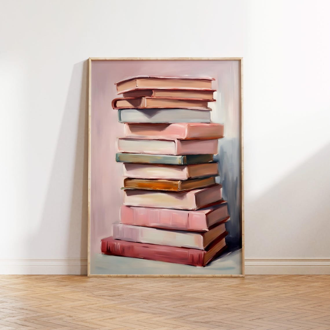Book Lover Print, Stack Of Books Painting, Gift For Book Lover ...