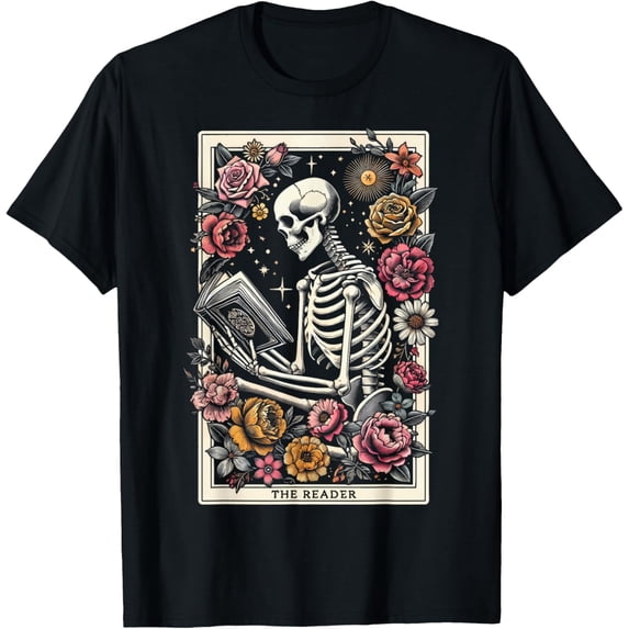 Book Lover Reader Tarot Card Skeleton T-Shirt - Walmart.com