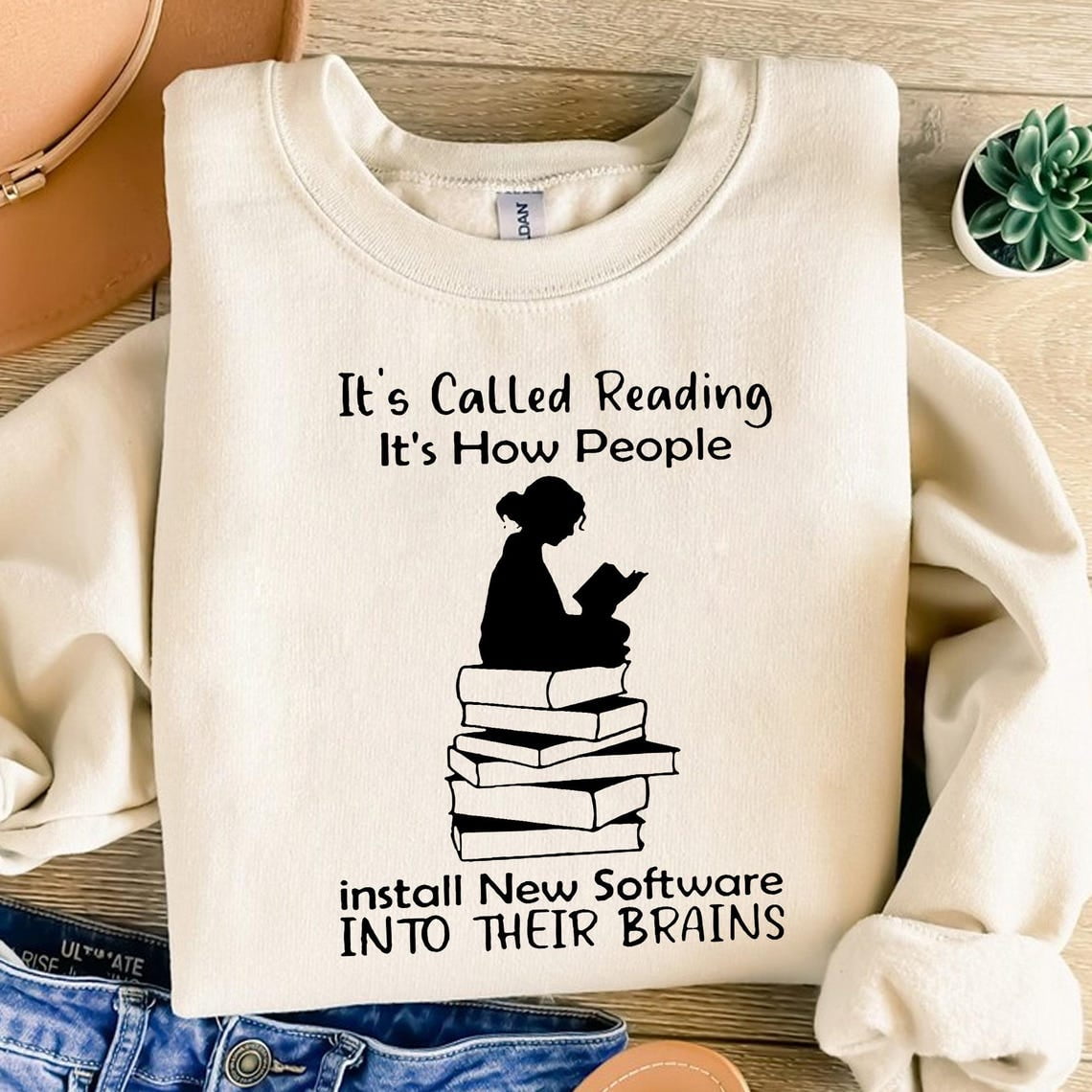 Book Lover Reading Silhouette 'Installing New Software' Quote TSHIRT ...