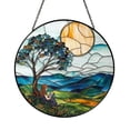 Book Lover Reading Under Tree Stained Glass Decorative Suncatcher ...