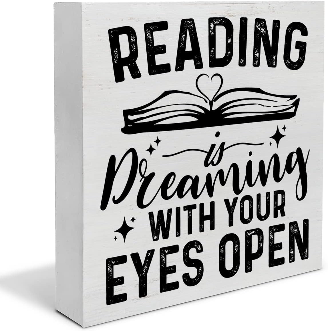 Book Lover Saying Wood Box Sign Decor Desk Sign Reading is Dreaming ...