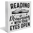 Book Lover Saying Wood Box Sign Decor Desk Sign Reading is Dreaming ...