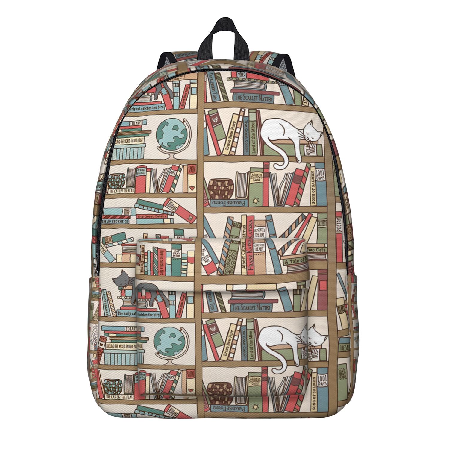 Book Lover School Backpack with Reading Themed Design, Bookshelf ...