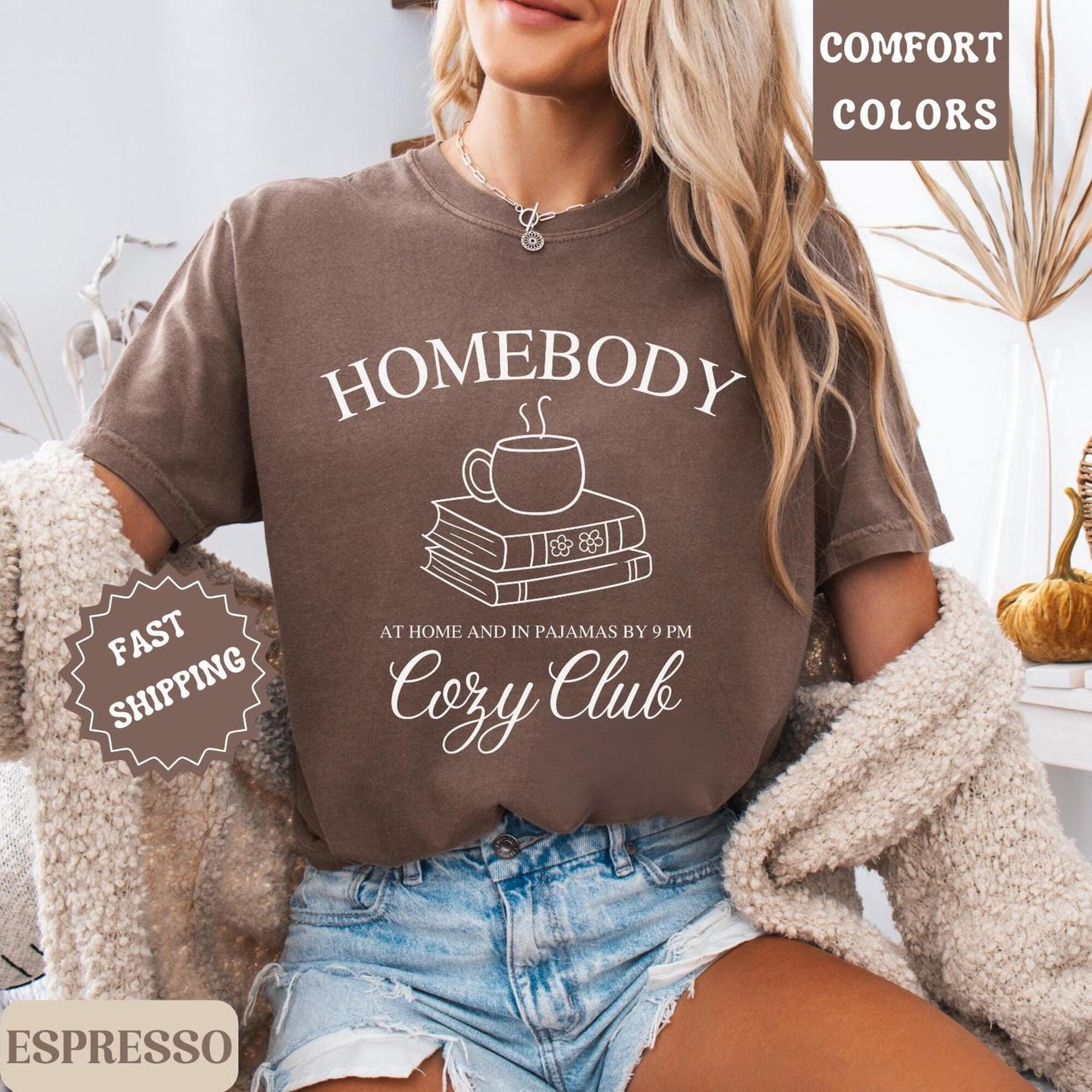 Book Lover Shirt Cozy Club Tee Homebody Gift Idea Fall Aesthetic Shirt ...