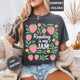 Book Lover Shirt Cute Reading Shirt Teacher Gift Tee TShirt Strawberry ...