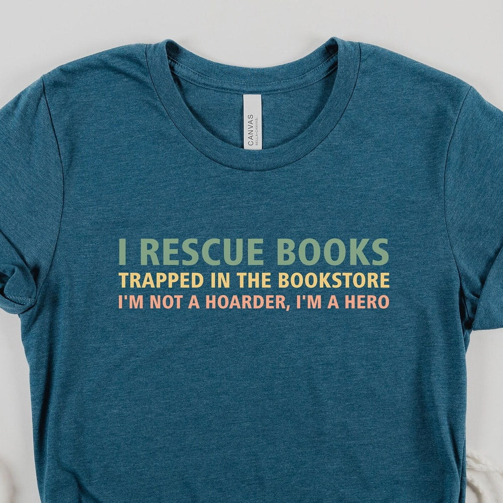 Book Lover Shirt, Gift For Bookworms, I Rescue Books Shirt, Booksellers ...
