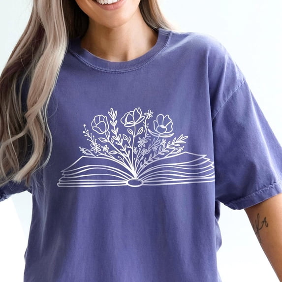 Book Lover Shirt Reader Shirt Reading TShirt Book Flower Graphic Tee ...