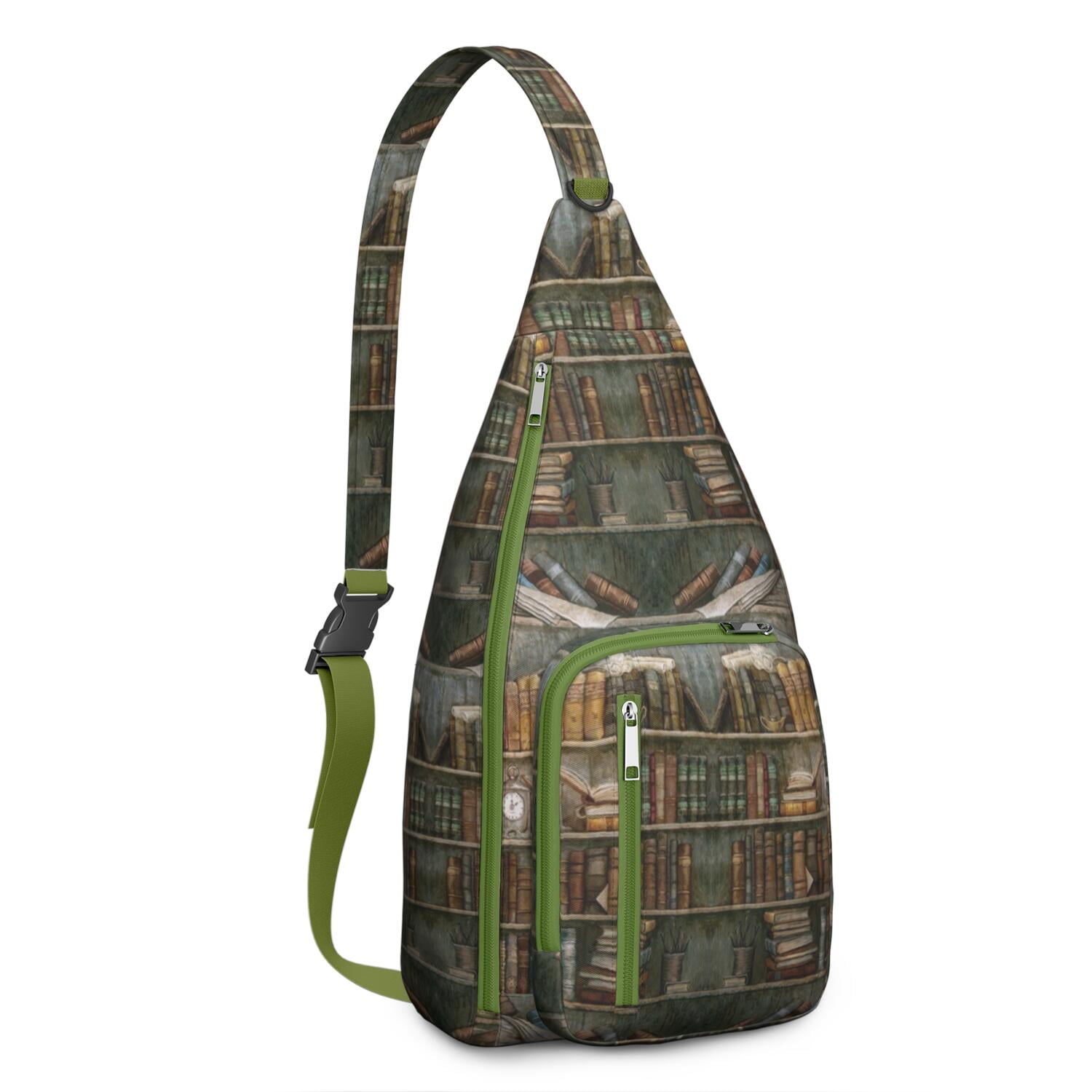 Book Lover Sling Backpack – Vintage Bookshelf Crossbody Bag for Reading ...