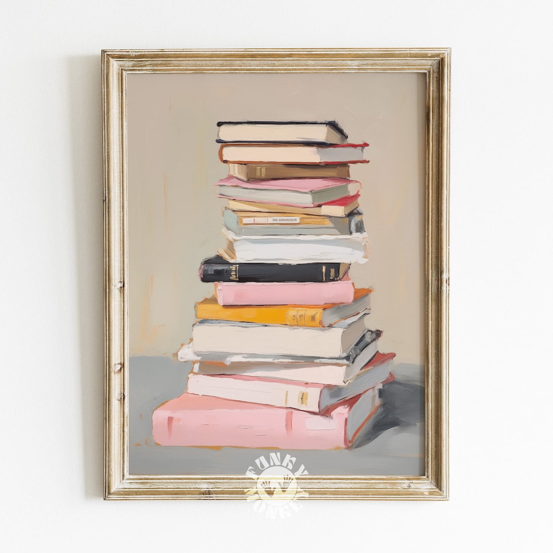Book Lover Stack Of Books Bookworm Wall Art, Stretched Canvas Size 8x12 ...