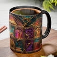 Book Lover Stained Glass Mug, Enchanted Bookshelf Library Design, Gift ...