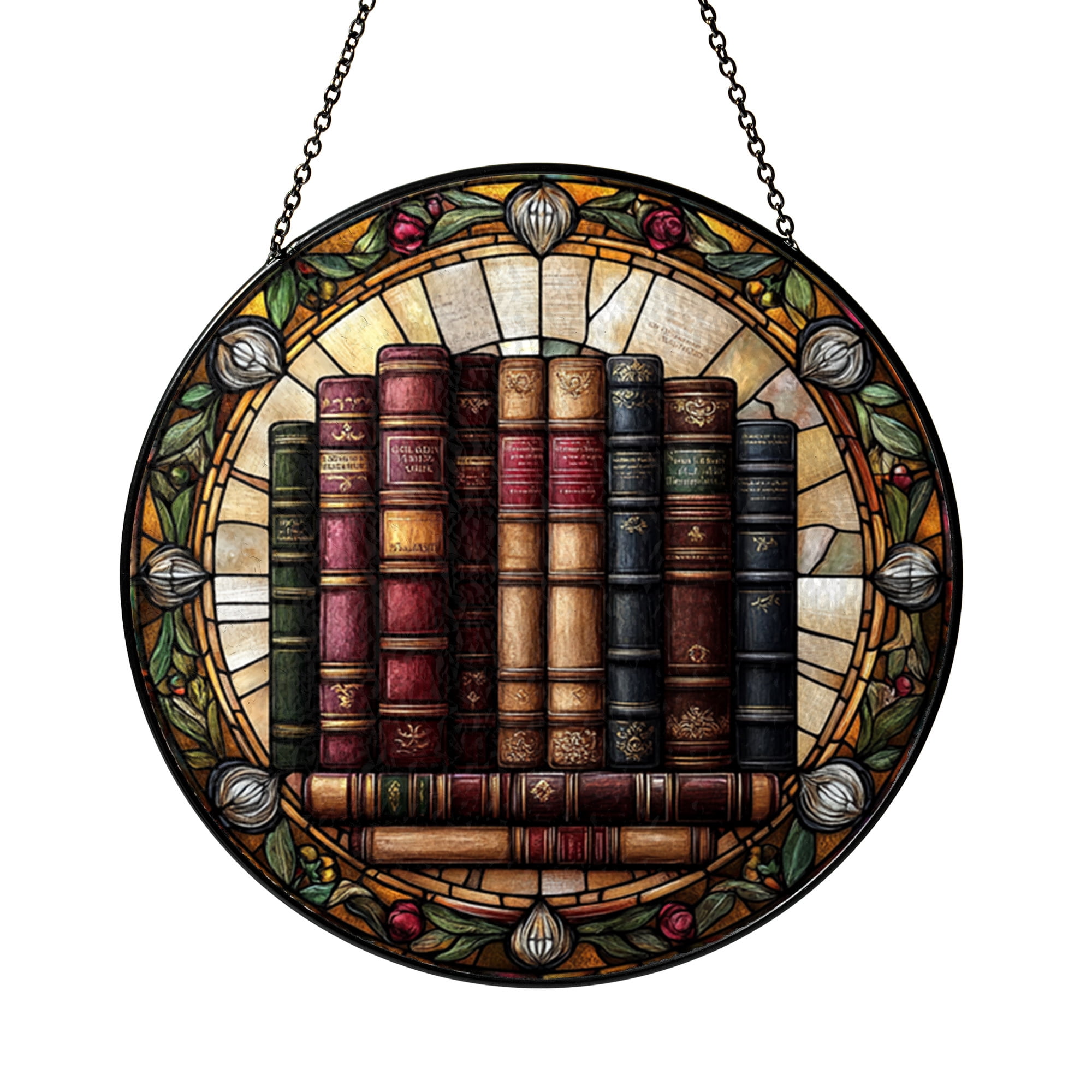 Book Lover Stained Glass Suncatcher – Reading Theme Decorative Window ...