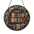 Book Lover Suncatcher Window Hanging, Vibrant Stained Glass Style ...