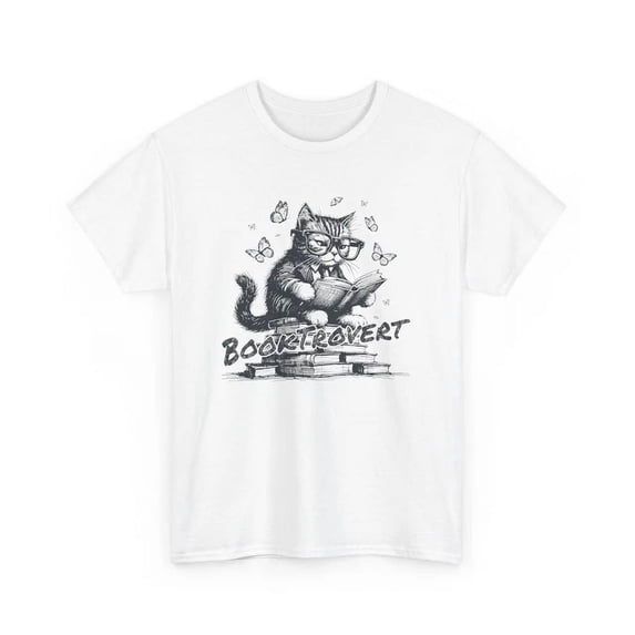 Book Lover T-Shirt, Funny Reading Shirt, Book Trovert Reading Cat T ...