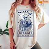 Book Lover Tarot Card Shirt Skeleton Reading Tee Book Lover Gift Reader ...
