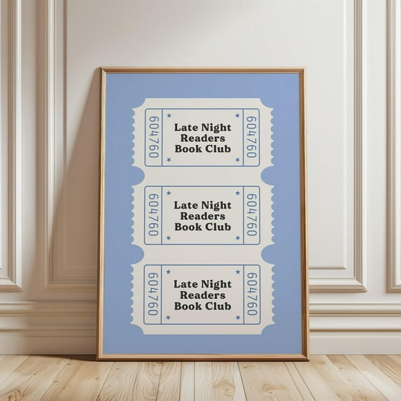 Book Lover Ticket Poster Late Night Readers Club Poster Decor For ...