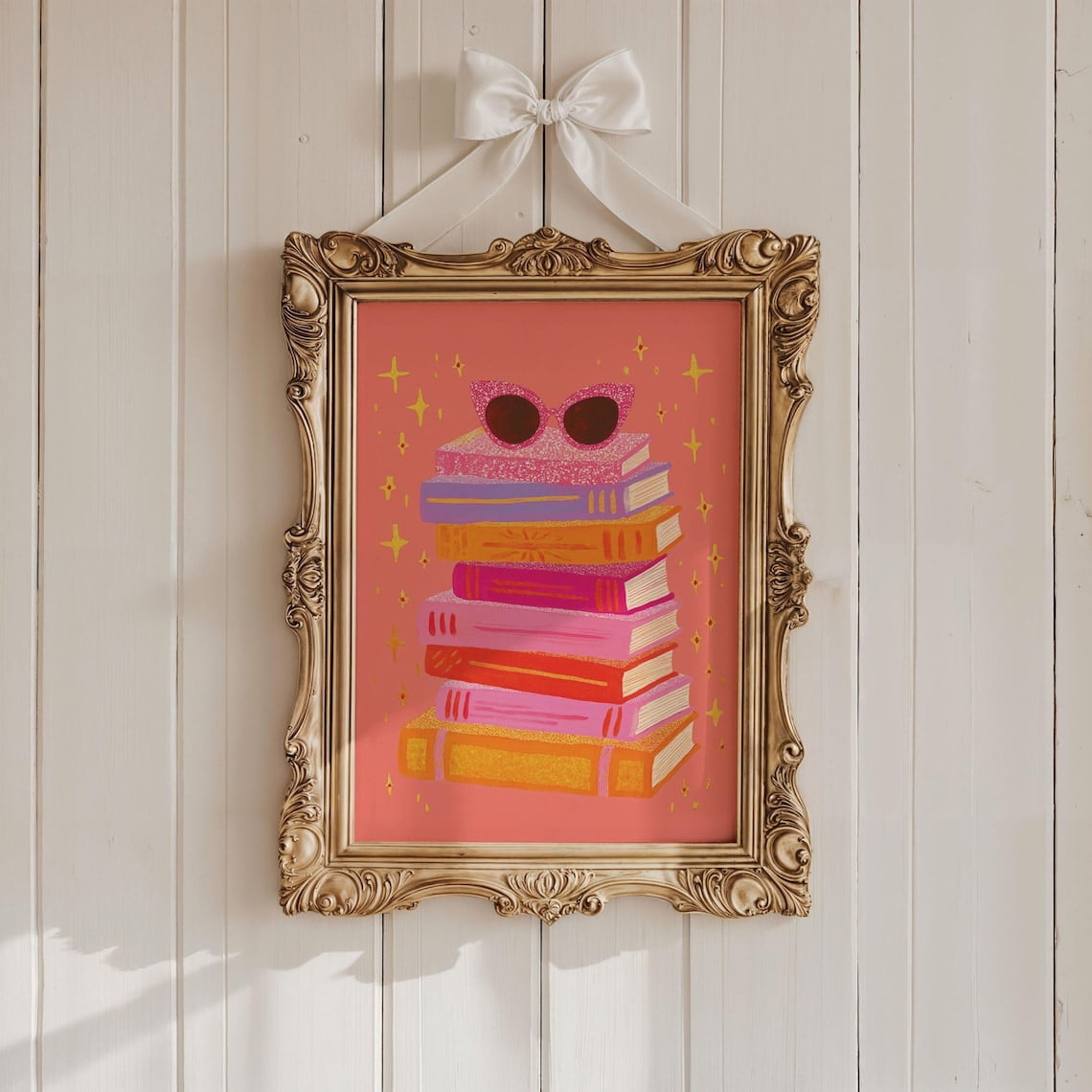 Book Lover Wall Art Pink Aesthetic Print Coquette Reading Decor Girly ...