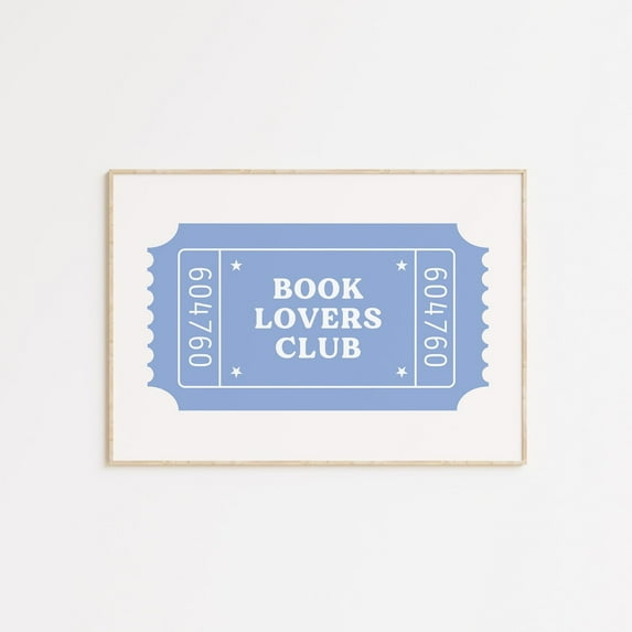 Book Lovers Club Poster, Book Lover Ticket Poster, Trendy Reader Wall ...
