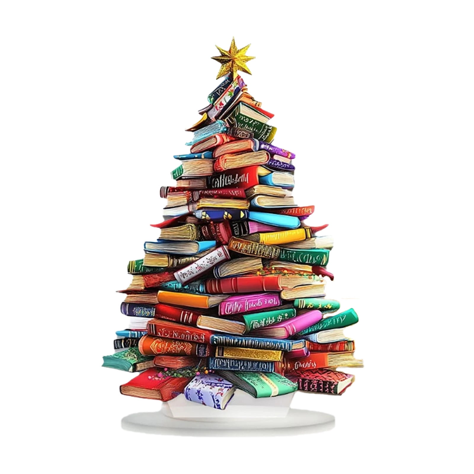 Book Lovers Decorative Christmas Tree Sculpture Unique Holiday Ornament ...