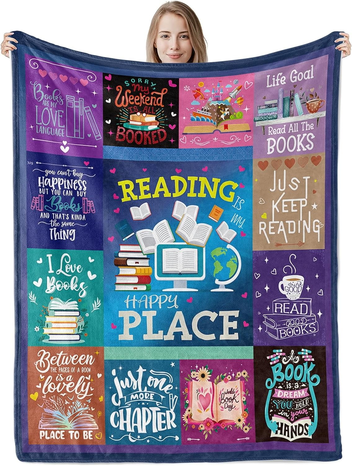 Book Lovers Gift Throw Blanket, Soft Cozy Reading Plush Blanket Gifts ...