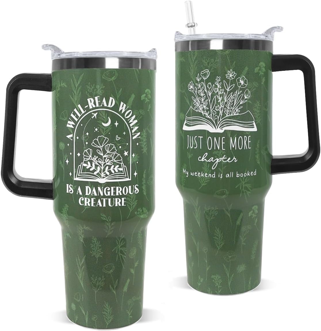 Book Lovers Gifts 40oz Book Lover Tumbler with Handle Halloween Goth ...