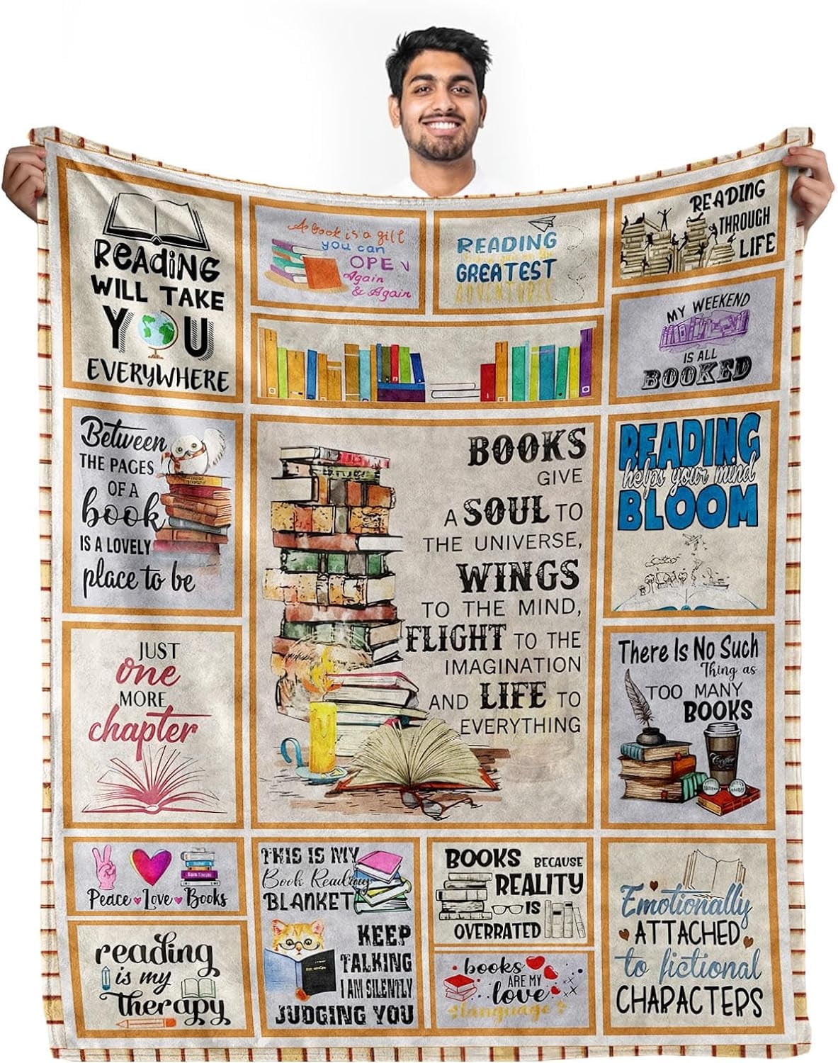 Book Lovers Gifts Sherpa Throw Blanket,Ultra Soft Flannel Blankets ...