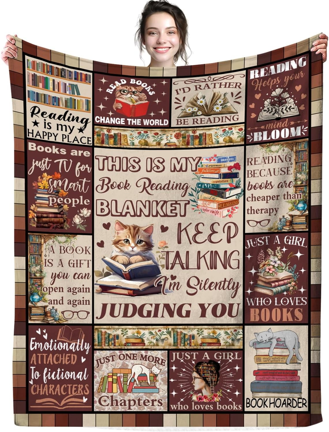 Book Lovers Gifts Throw Blankets for Book Lovers Women Men Book Throw ...