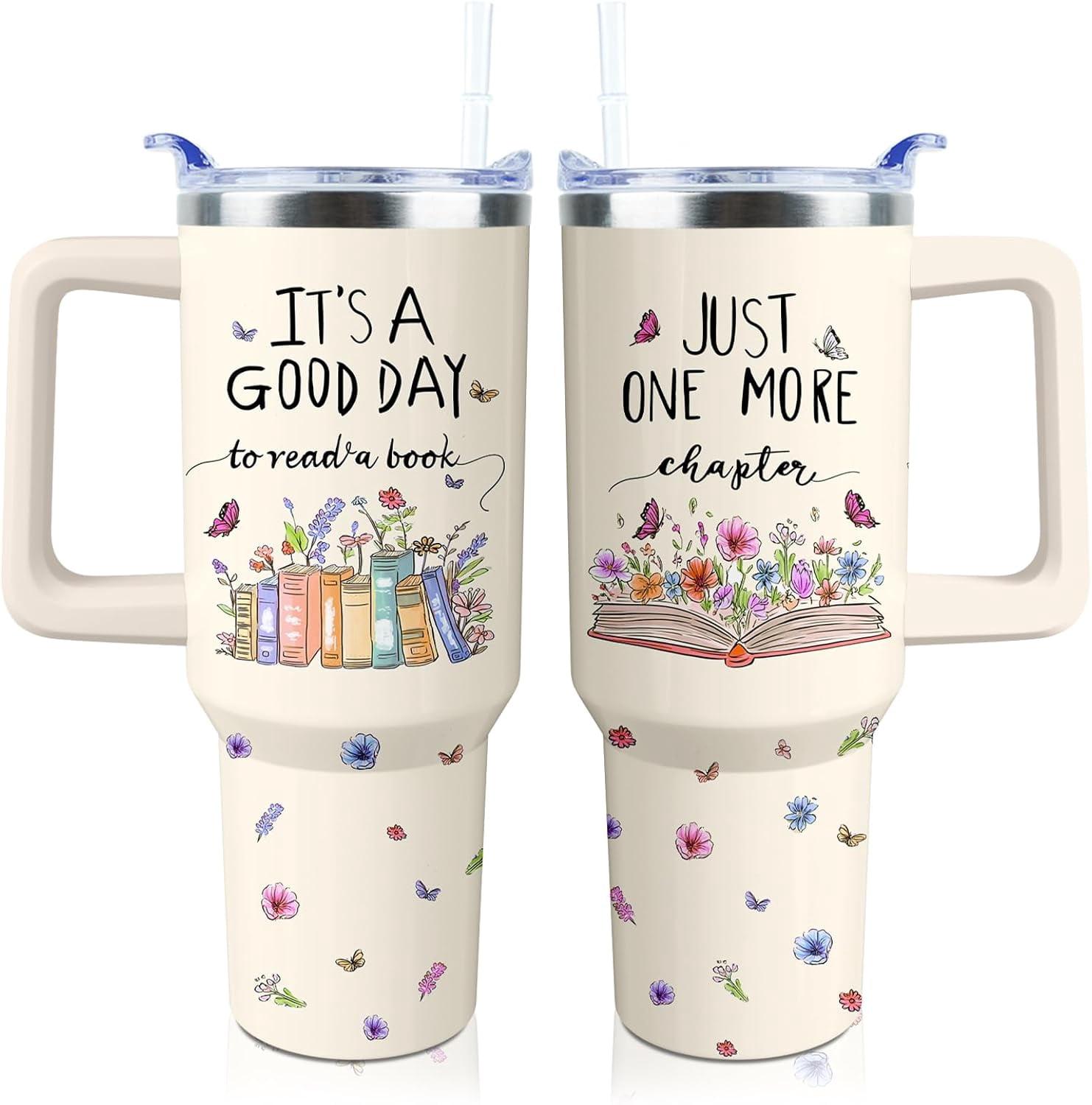 Book Lovers Tumbler 40 OZ Tumbler with Handle and Straw Lid Leak Proof ...