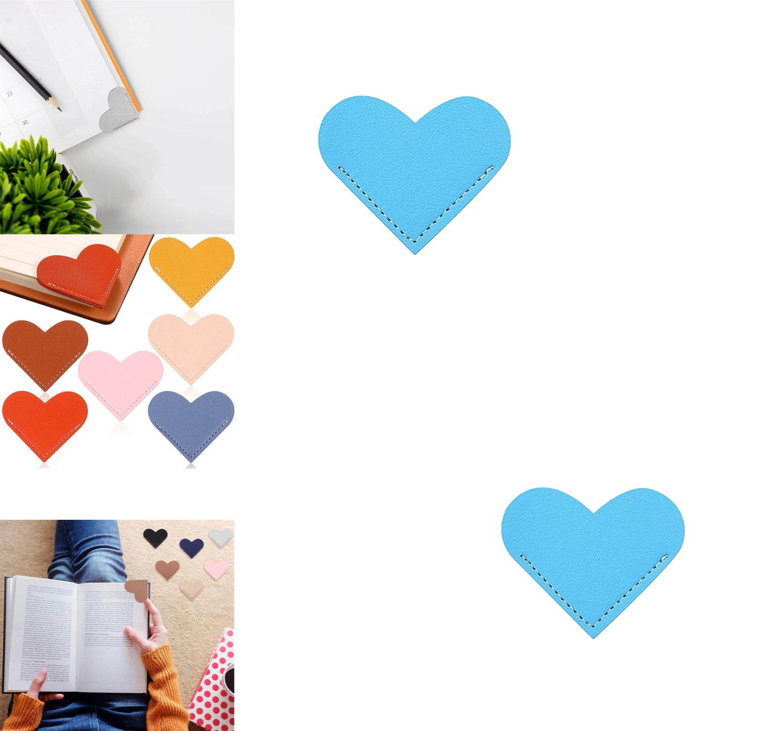 Book Marks for Reading Women, Leather Heart Bookmark, Cute Corner Page ...