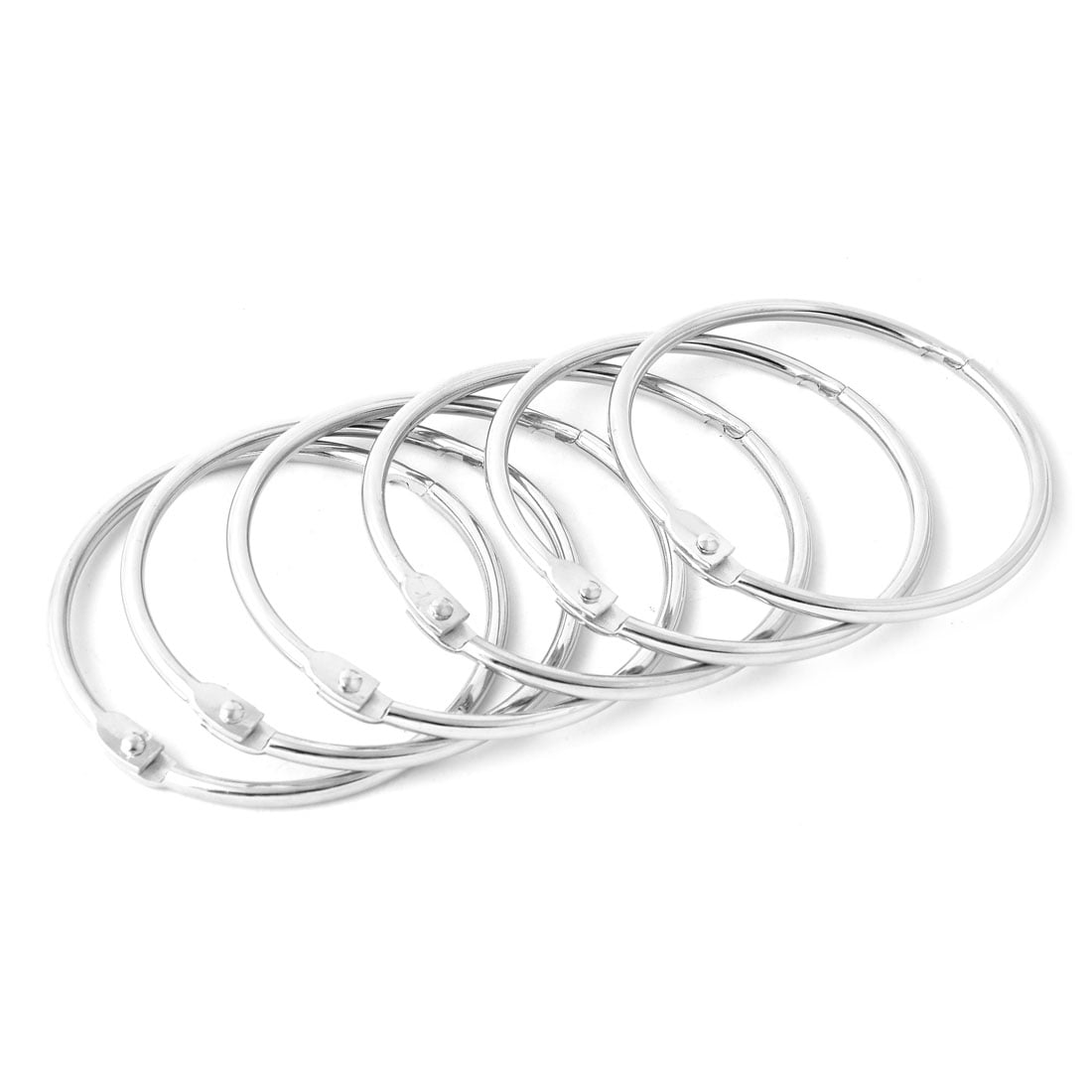 Book Metal O Shaped Loose Leaf Hinge Snap Ring Silver Tone 7.6cm Inner ...