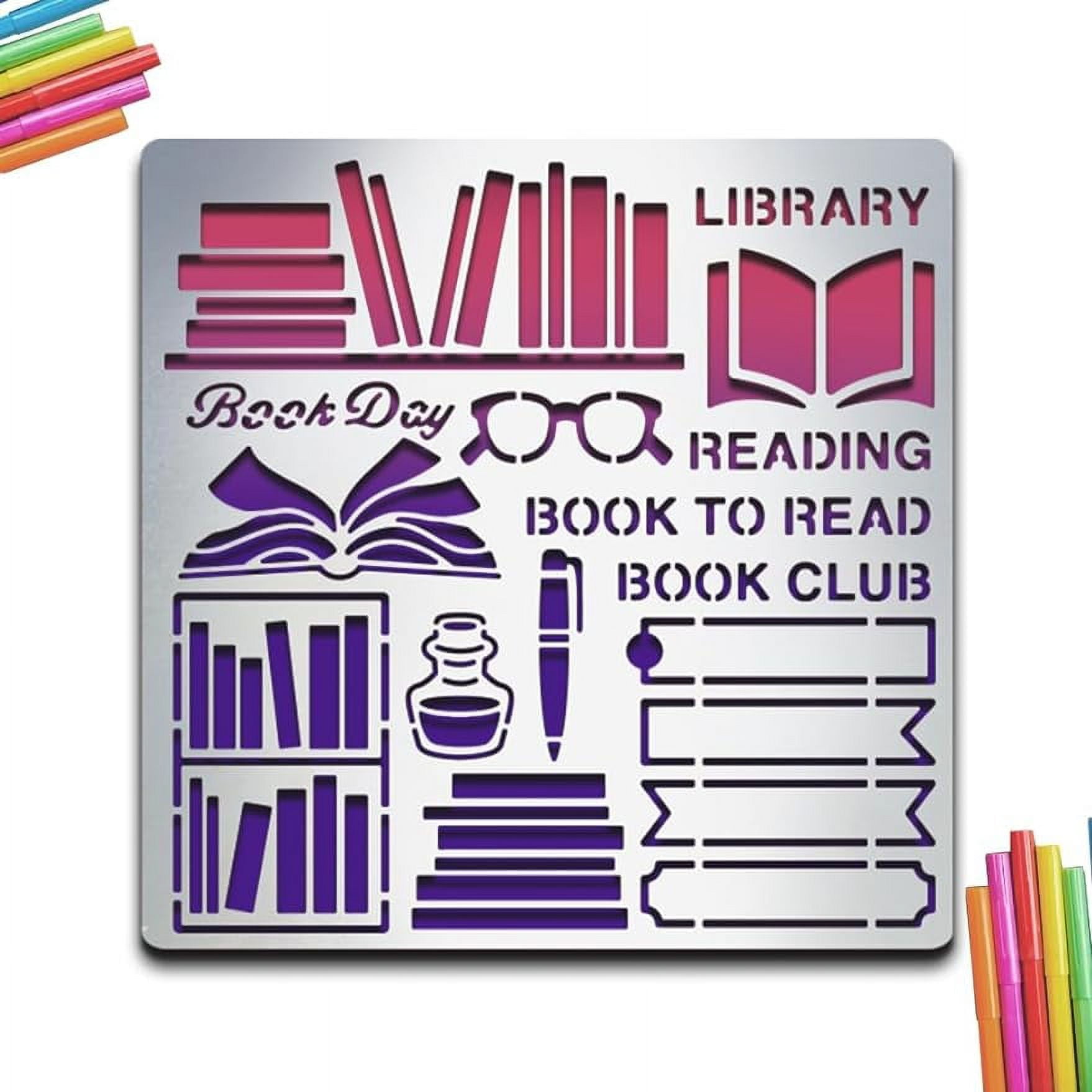 Book Metal Stencil Book Metal Journal Stencils Library Reading Book to ...
