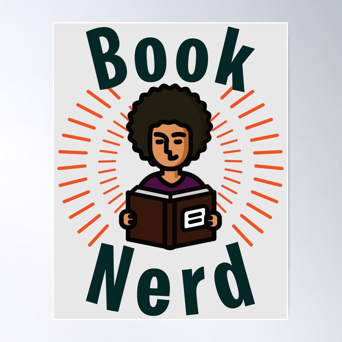 Book Nerd - Bookworm Poster Wall Art, Modern Wall Decor For Living Room ...