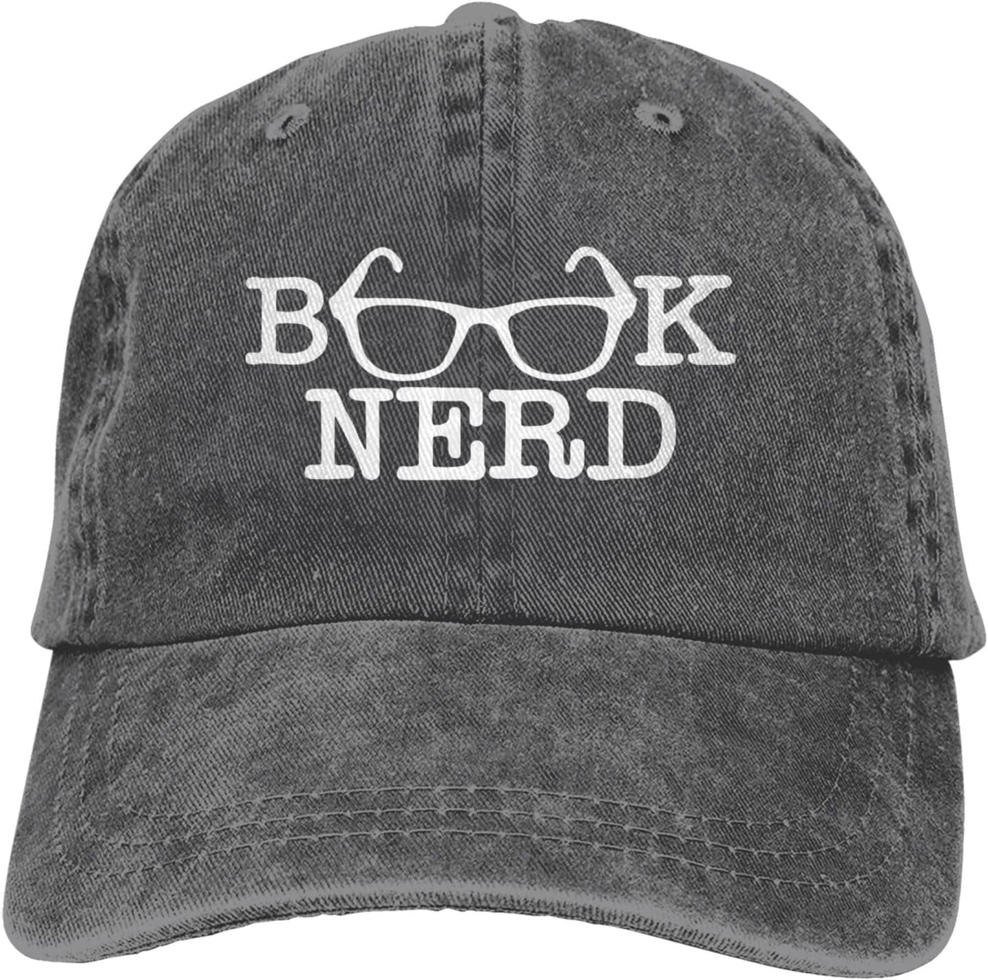 Book Nerd Hat Distressed Cotton Washed Baseball Cap Black Cowboy Denim ...