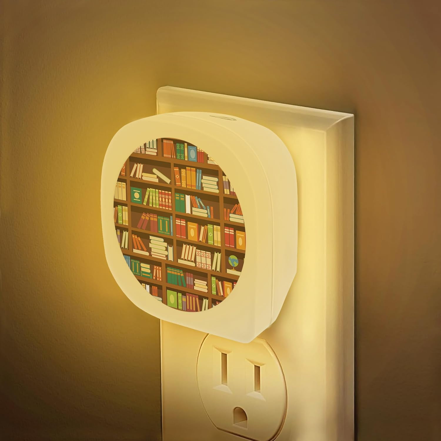 Book Night Light, Bookshelves Full of Books Night Lights Plug into Wall ...