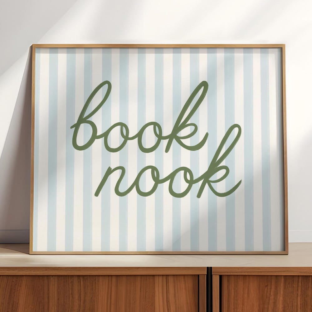 Book Nook Art Print Book Nook Decor Bookish Gift Horizontal Wall Art ...