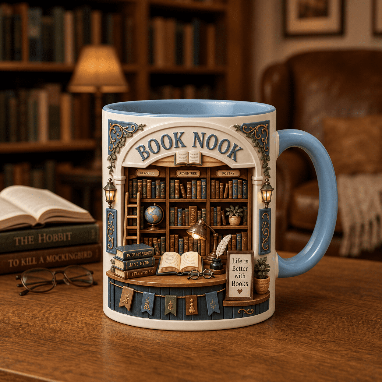 Book Nook Ceramic Mug 11oz & 15oz Library Gift for Readers and Book ...