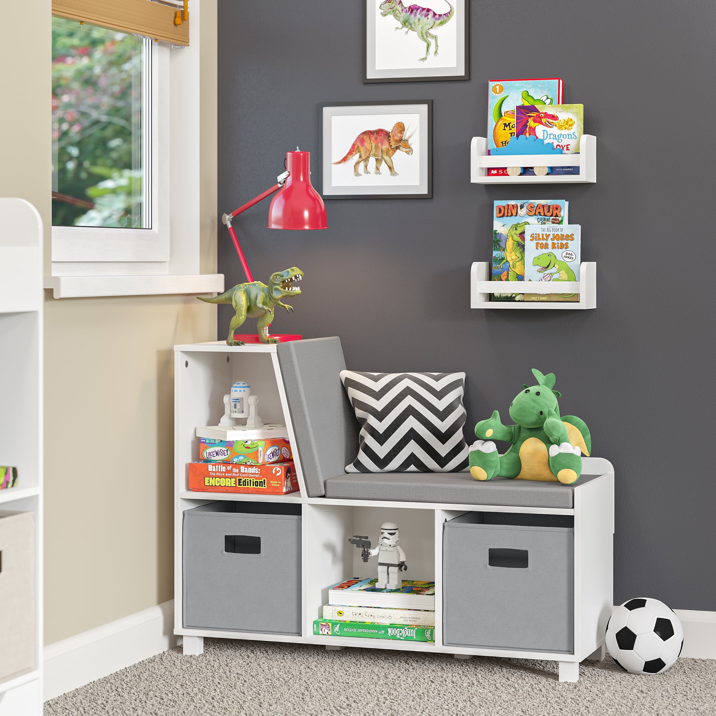 Free Shipping! RiverRidge Kids Reading Nook Cushioned Toy Storage Bench ...