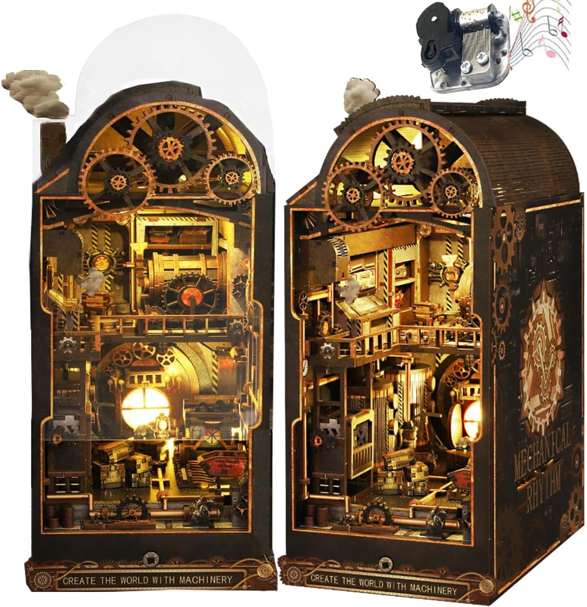 Book Nook Kit,3D Wooden Puzzle Bookends,Miniature House kit with dust ...