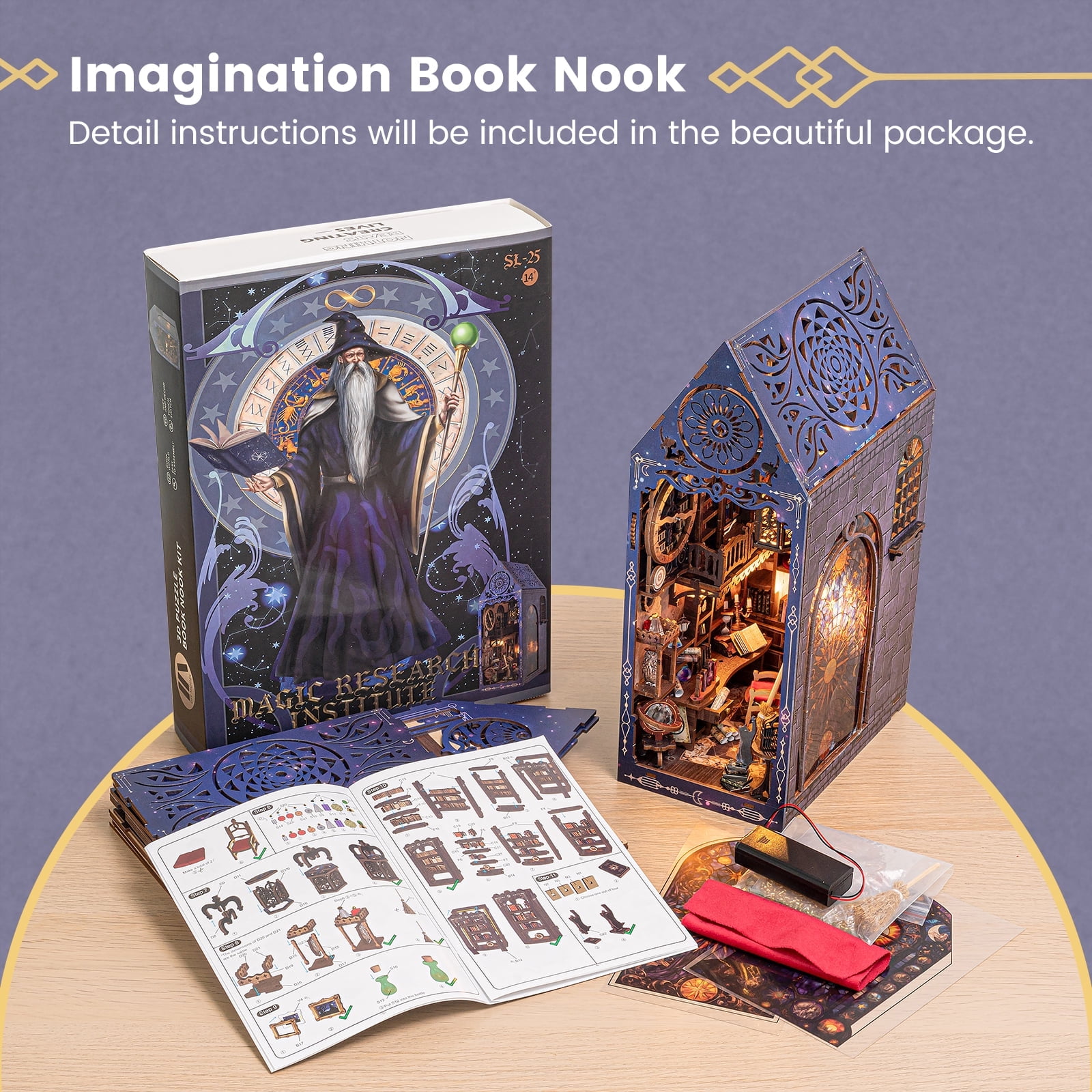 Book Nook Kit for Adults Teens, 3D Puzzles for Adults Bookshelf Decor ...