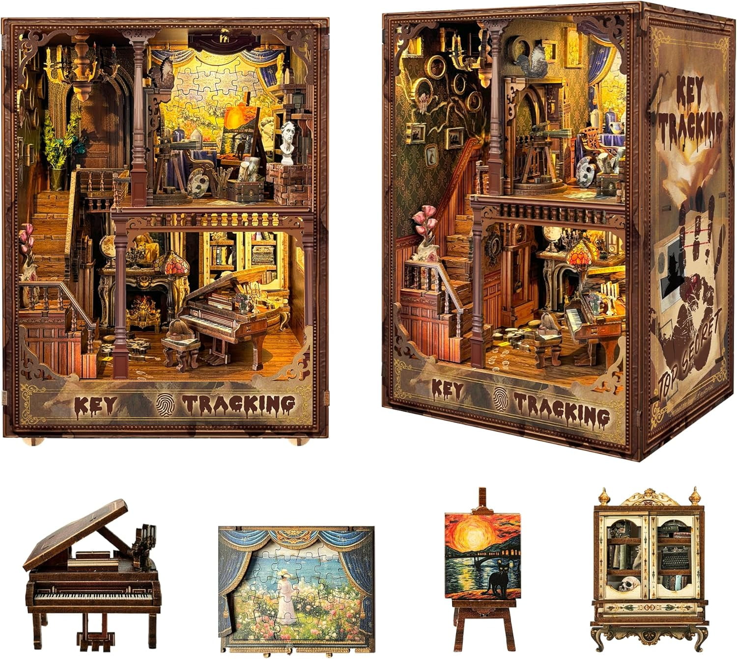 Book Nook Kit-DIY Dollhouse Kit 1:24 Scale Wooden Miniature Studio with ...