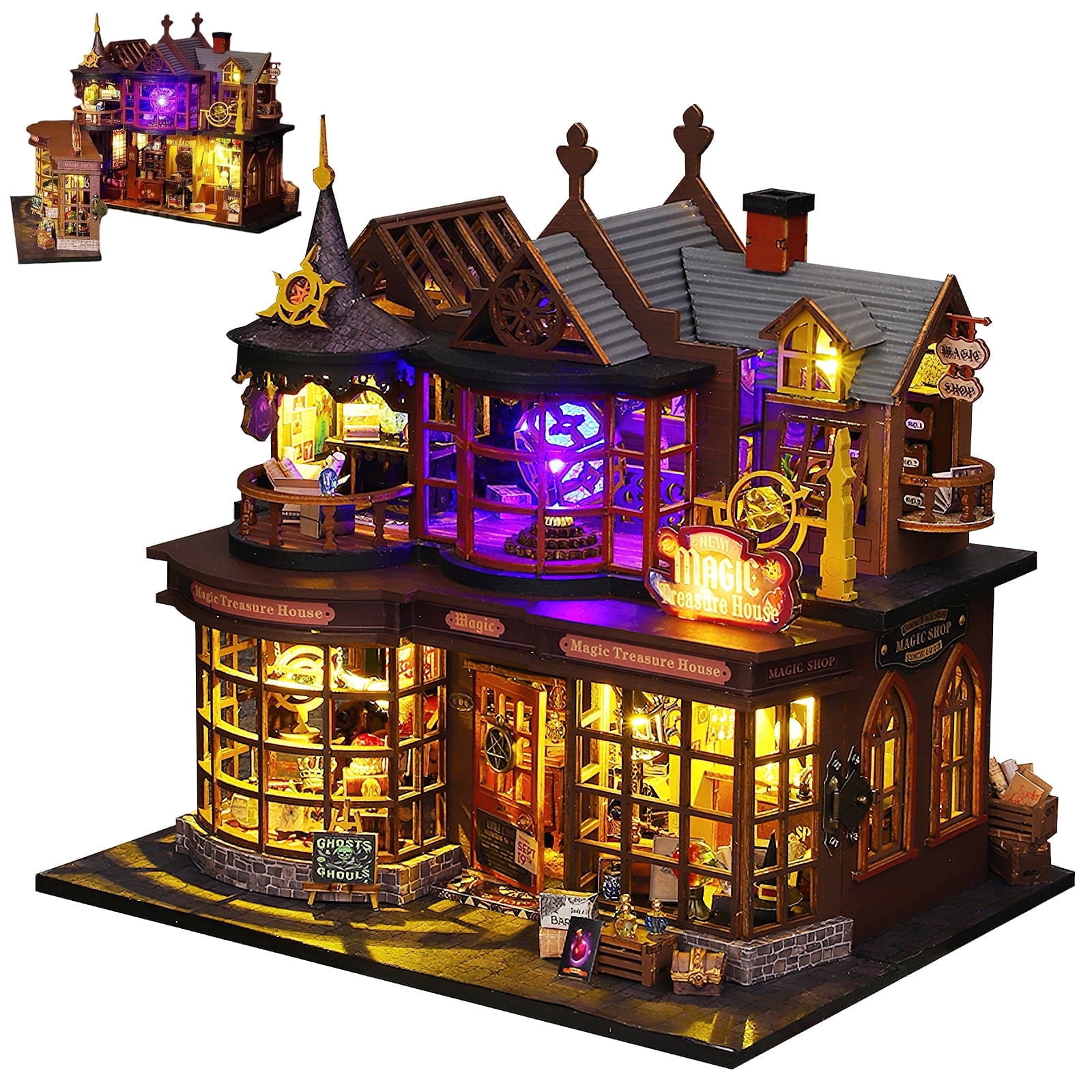 Dollox Book Nook Kit, Mini 3D Wooden Doll House Craft Model with LED ...
