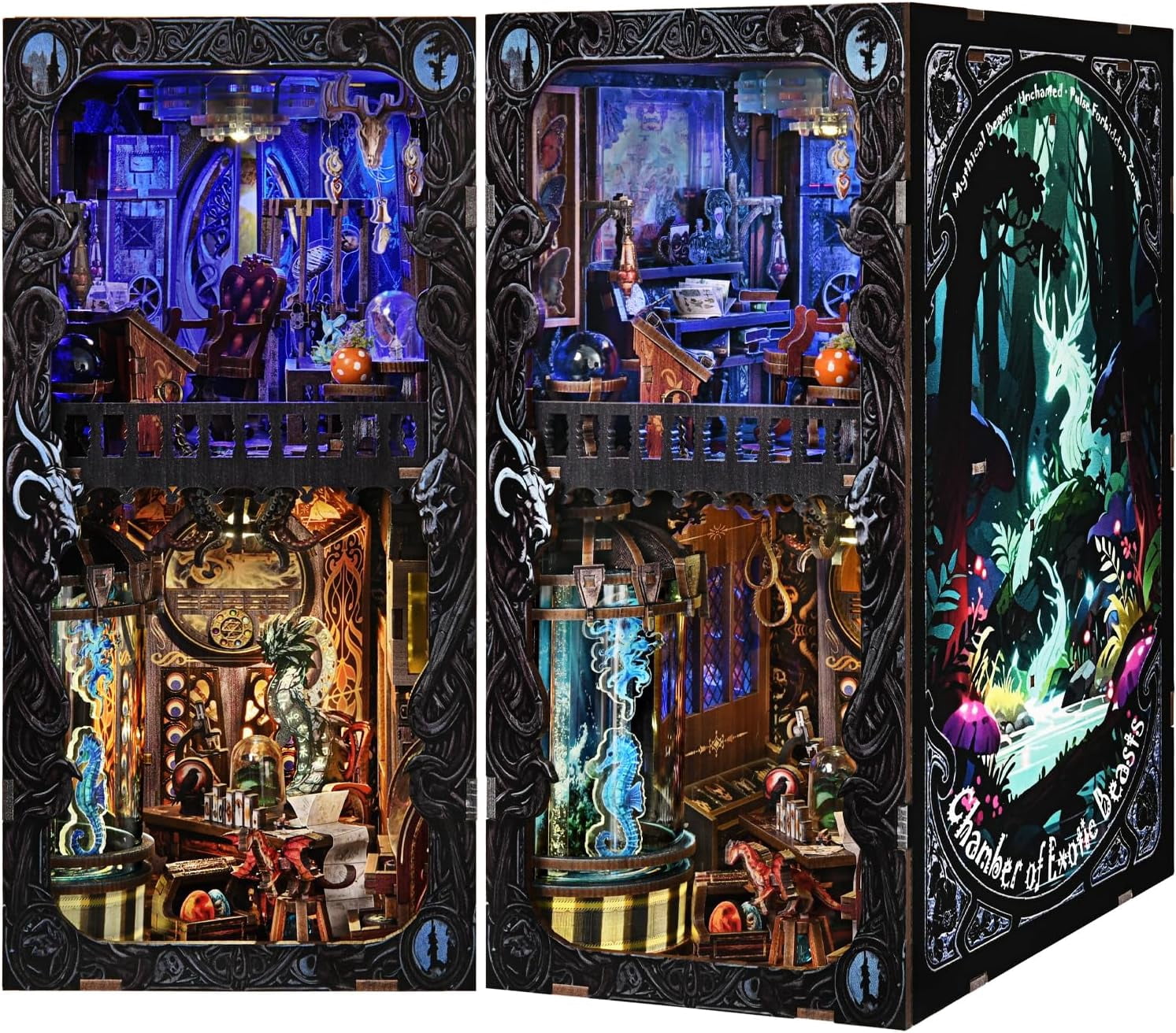 Book Nook Kit,Mysterious Creature Diorama 3D Wooden Puzzle with LED ...