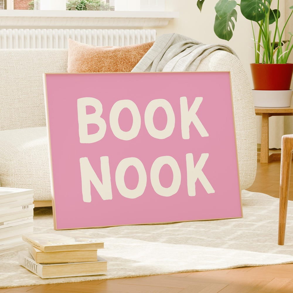 Book Nook Print Whimsical Bookish Wall Art Cute Book Lover Decor Book ...