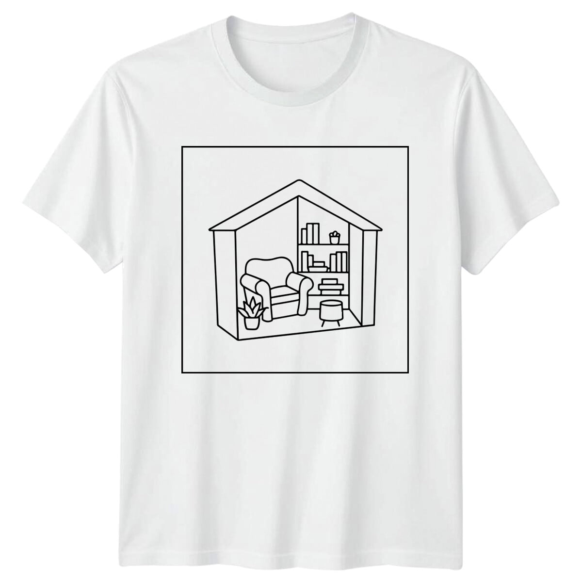 Book Nook Reading Corner Mens T-Shirt Ladies Tee Graphic Unisex Top ...