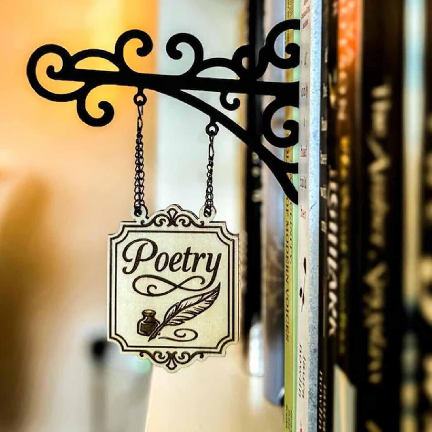 Book Nook Tavern Genre Signs with Hanging Brackets, Wooden Tavern-Style ...