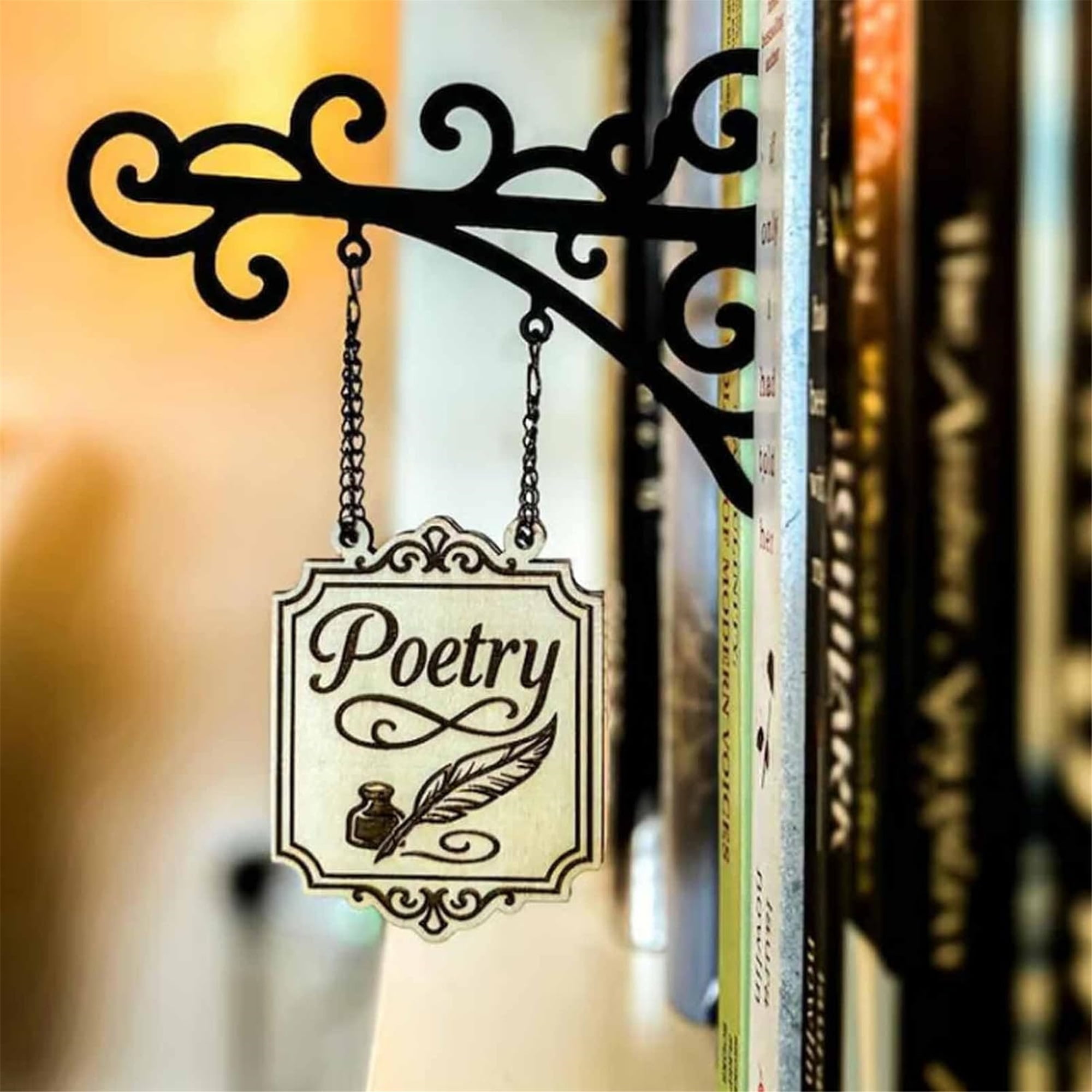 Book Nook Tavern Signs– Genre Shelf Labels with Hanging Brackets ...