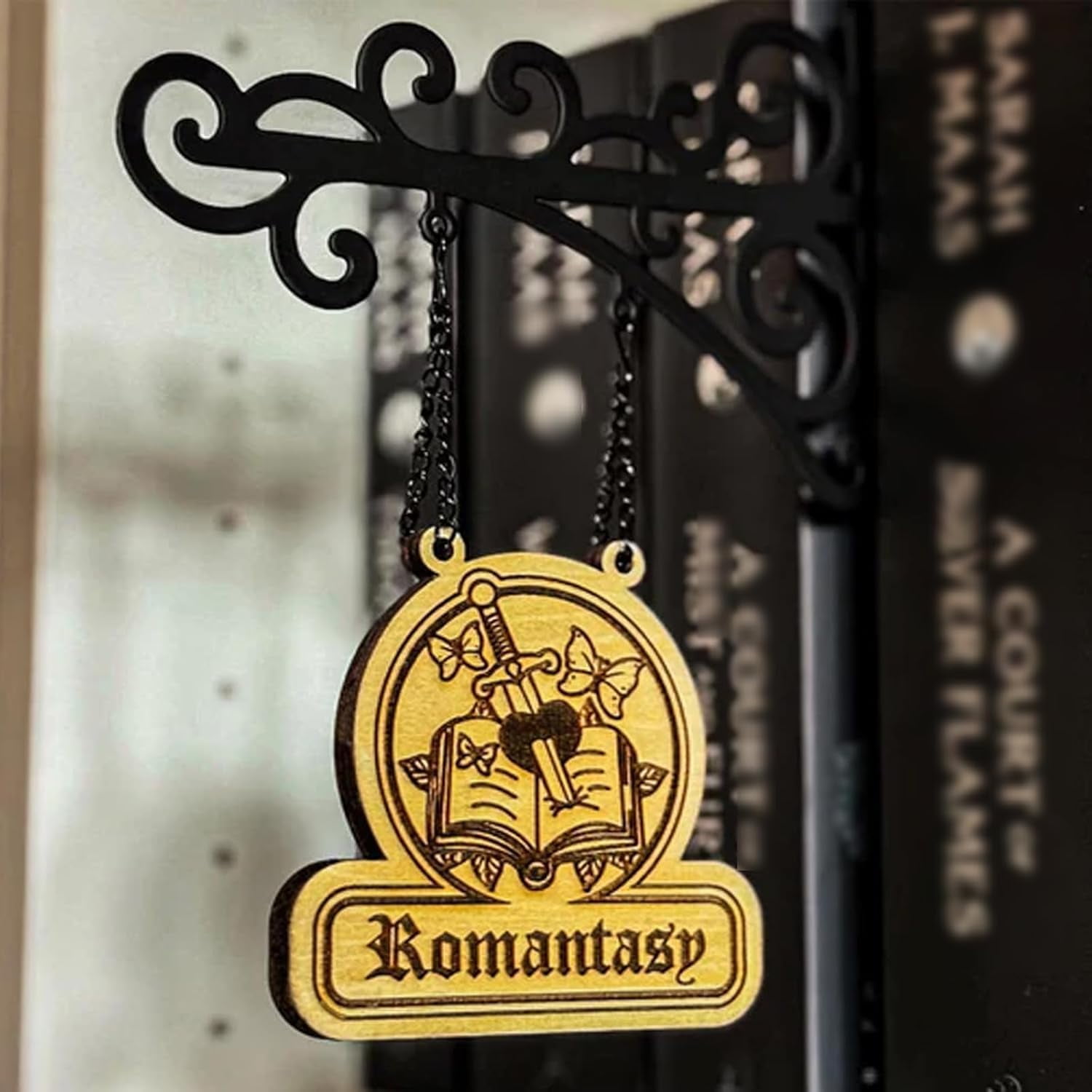 Book Nook Tavern Signs– Genre Shelf Labels with Hanging Brackets, Funny ...