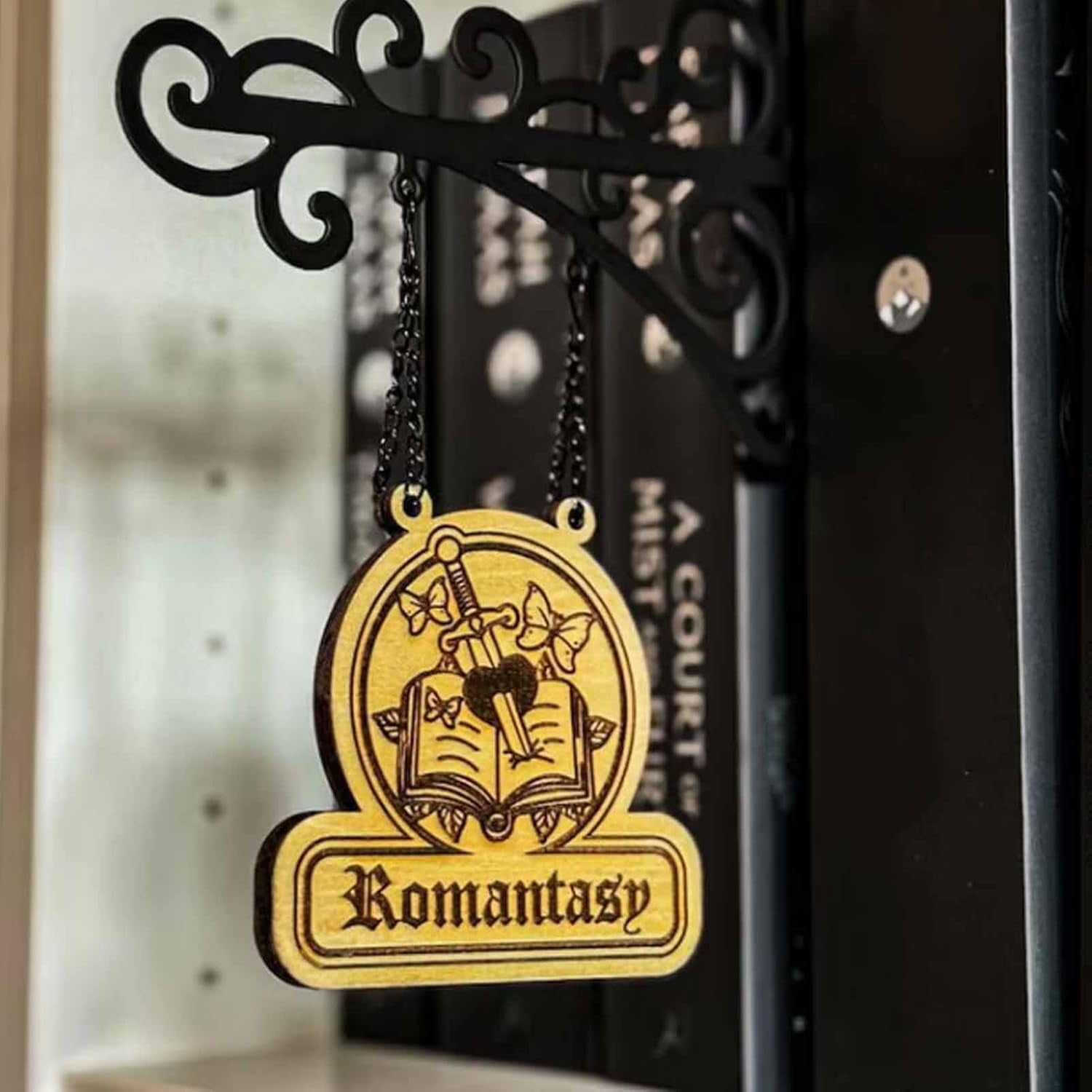 Book Nook Tavern Signs, Genre Shelf Labels with Hanging Brackets ...